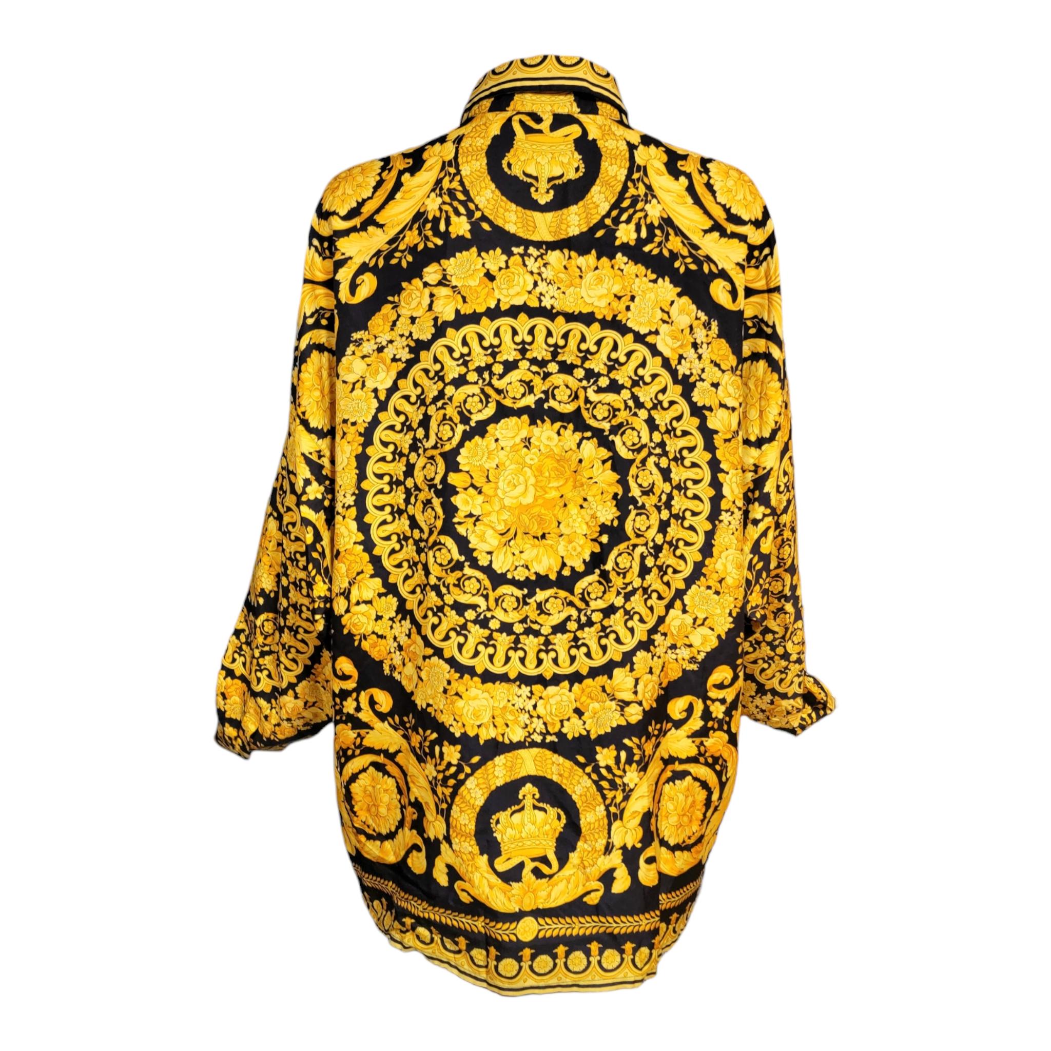 Gianni Versace Barocco Silk Shirt from 1995 Men's IT50 For Sale at 1stDibs
