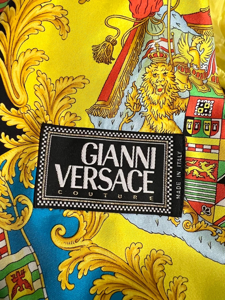 S/S 1993 Gianni Versace Baroque Flags Silk Blazer Jacket Miami ...