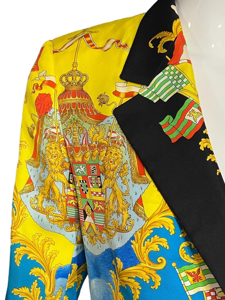 S/S 1993 Gianni Versace Baroque Flags Silk Blazer Jacket Miami ...