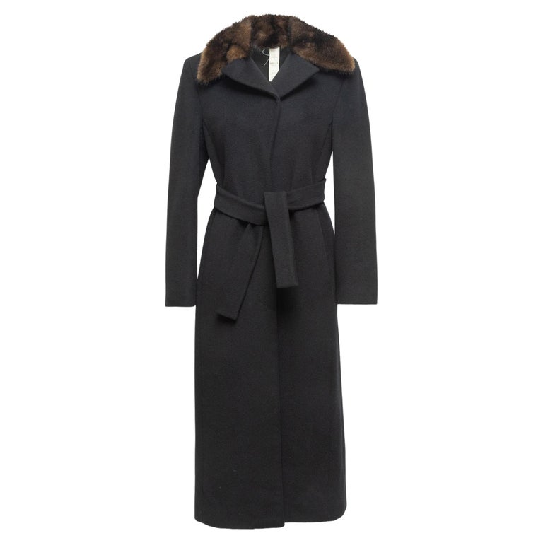Gianni Versace Black Couture Fur-Trimmed Long Coat at 1stDibs