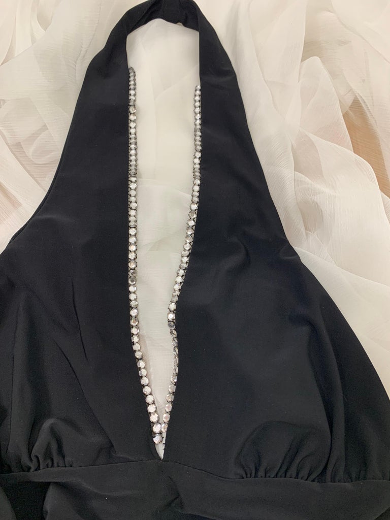 Gianni Versace black crystal asymmetric hem dress For Sale at 1stDibs