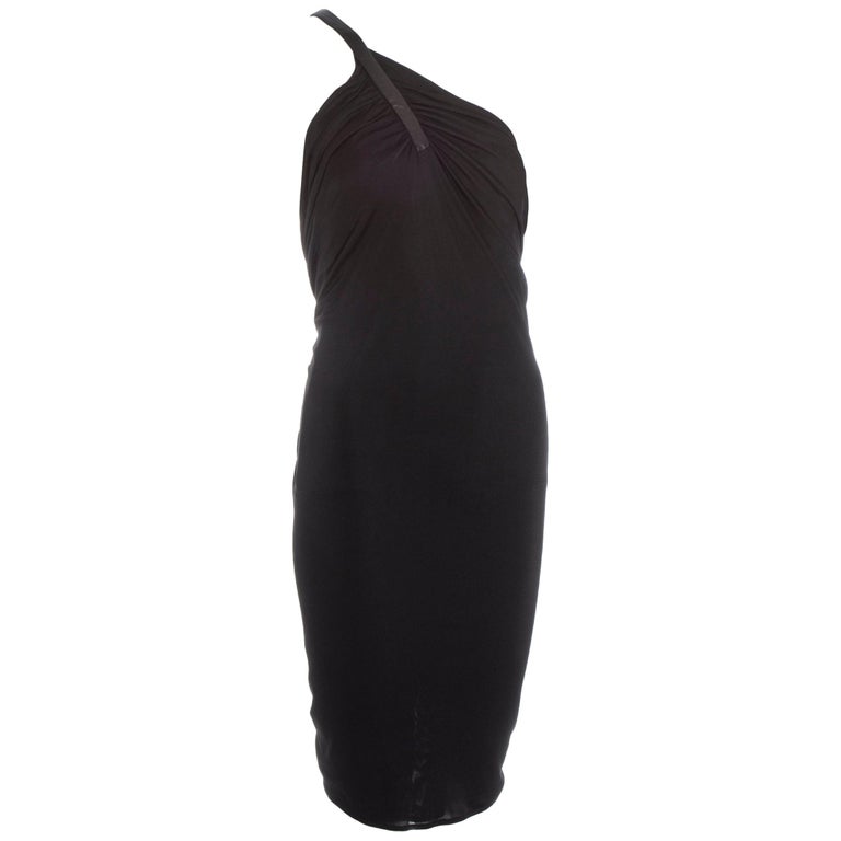 Gianni Versace black evening dress with leather strap ss 2001 For Sale ...