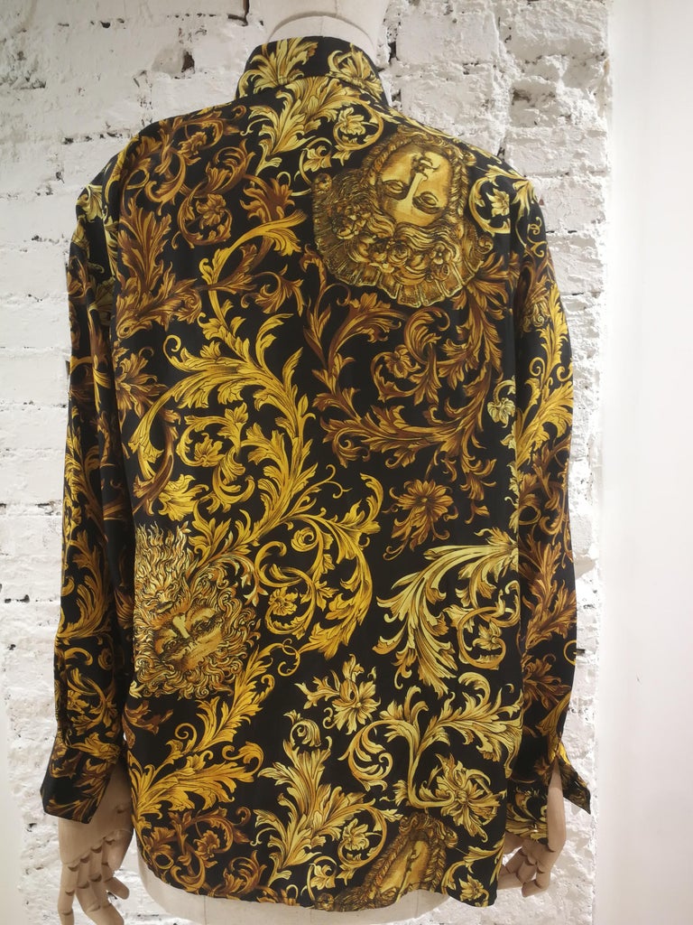 Gianni Versace Black Gold Baroque Silk Shirt at 1stDibs | black and ...