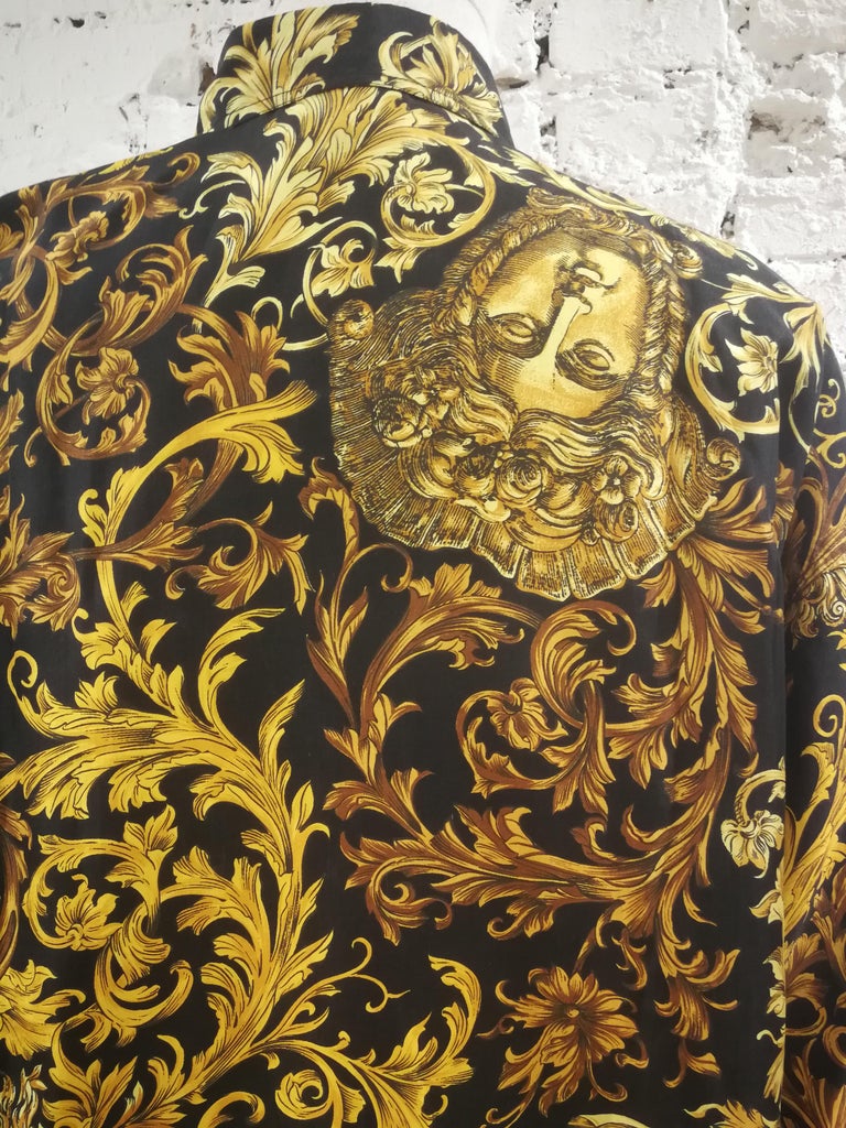 Gianni Versace Black Gold Baroque Silk Shirt at 1stDibs | black and ...