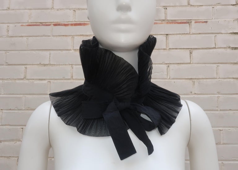 Gianni Versace Black Micro Pleated Ruff Frill Collar, 1990's at 1stDibs