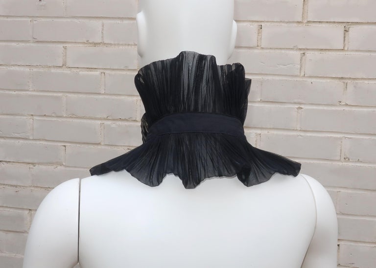 Gianni Versace Black Micro Pleated Ruff Frill Collar, 1990's at 1stDibs
