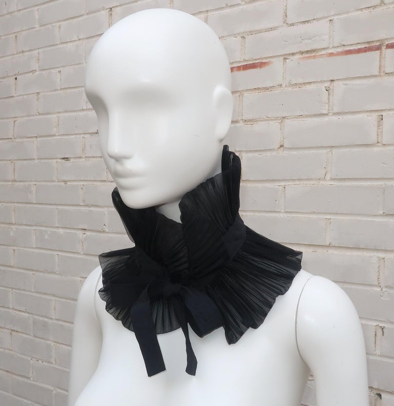 Gianni Versace Black Micro Pleated Ruff Frill Collar, 1990's at 1stDibs