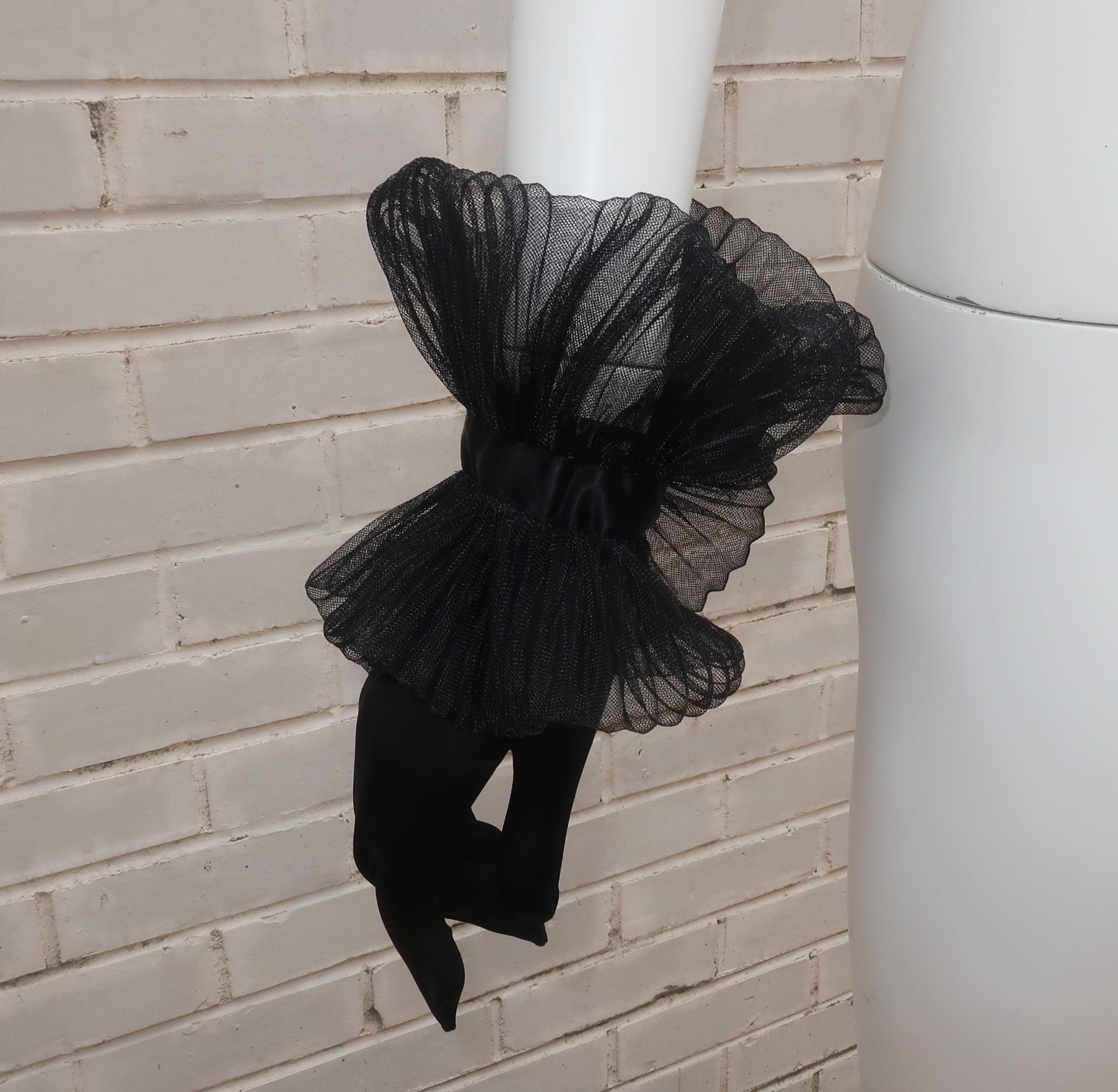 Gianni Versace Black Satin Ruffled Evening Gloves at 1stDibs
