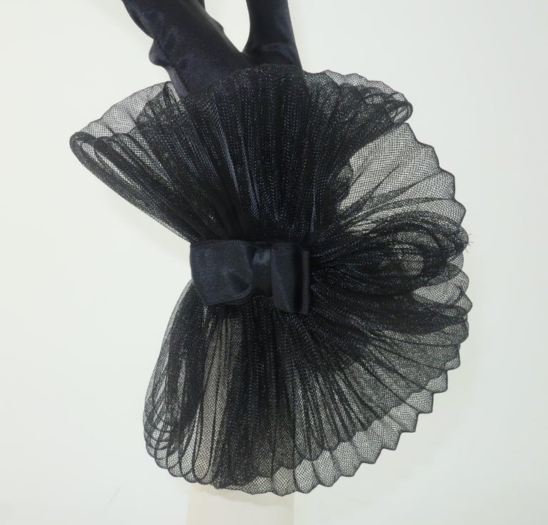 Gianni Versace Black Satin Ruffled Evening Gloves at 1stDibs