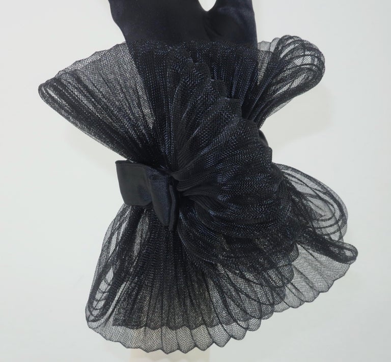 Gianni Versace Black Satin Ruffled Evening Gloves at 1stDibs