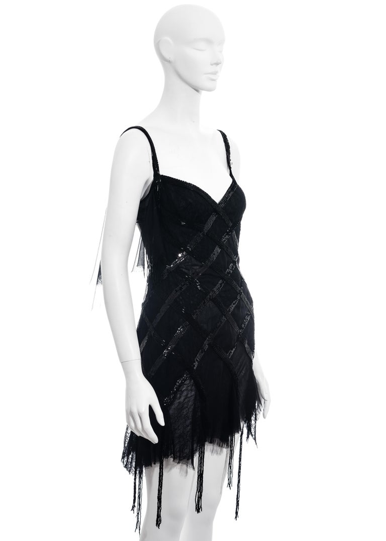 Gianni Versace black silk and lace beaded mini dress, c. 2003 For Sale ...