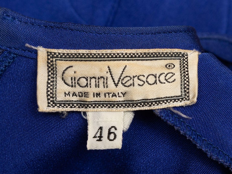 Gianni Versace Blue Long Sleeve Dress For Sale at 1stDibs