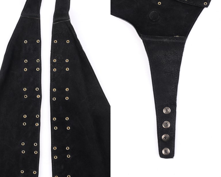 GIANNI VERSACE c.1990s Black Gold Suede Medusa Meandros Backless Vest ...