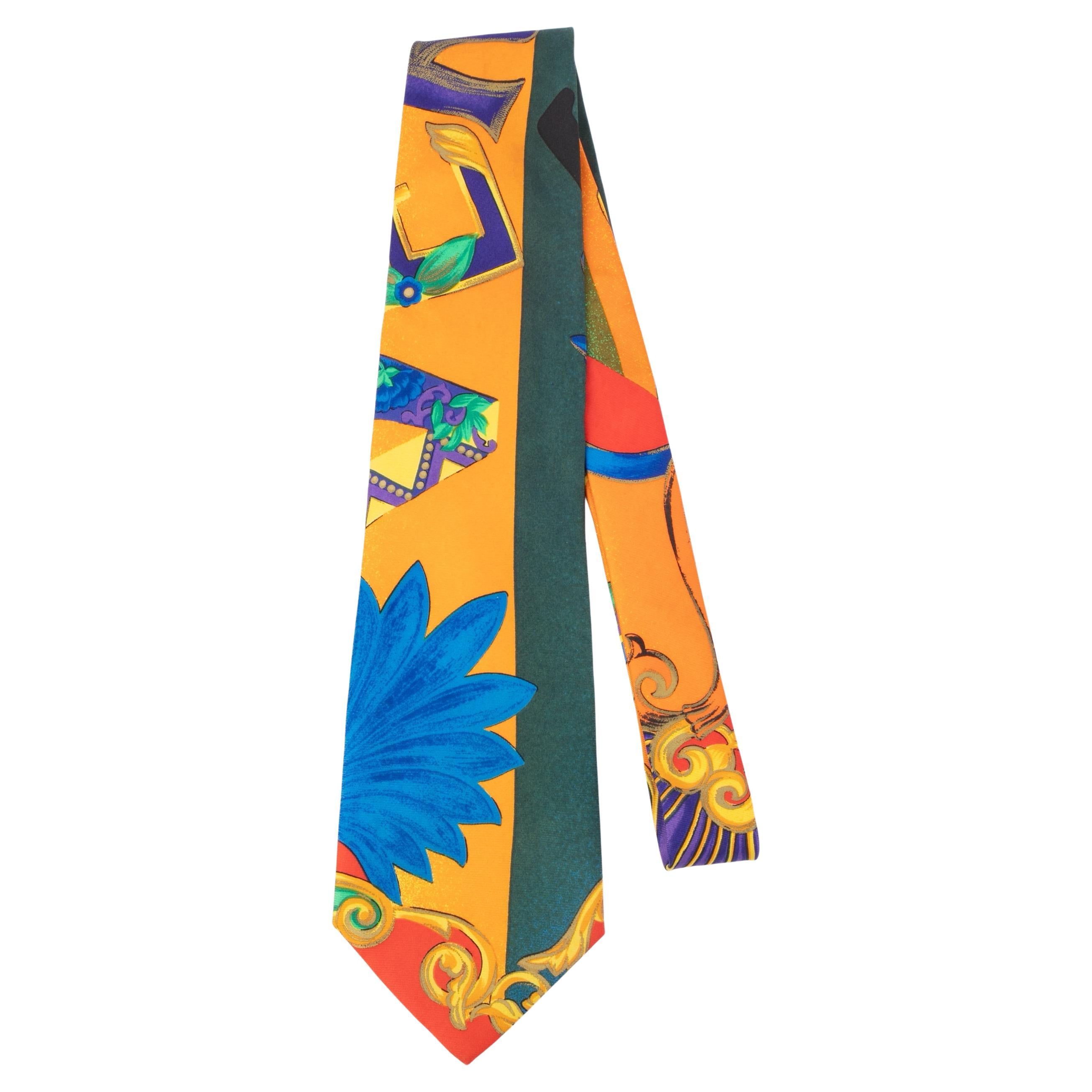 Hermès Red Silk Tie Printed with Butterflies For Sale at 1stDibs