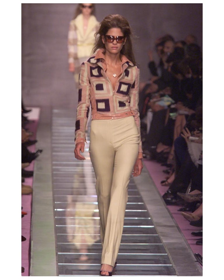 Gianni Versace Couture F/W2000 pink python geometric print leather ...