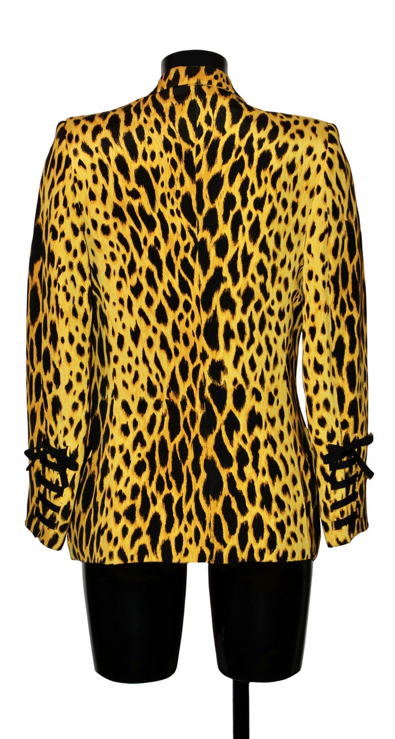Gianni Versace Couture Rare Yellow Leopard Print Silk Jacket at 1stDibs