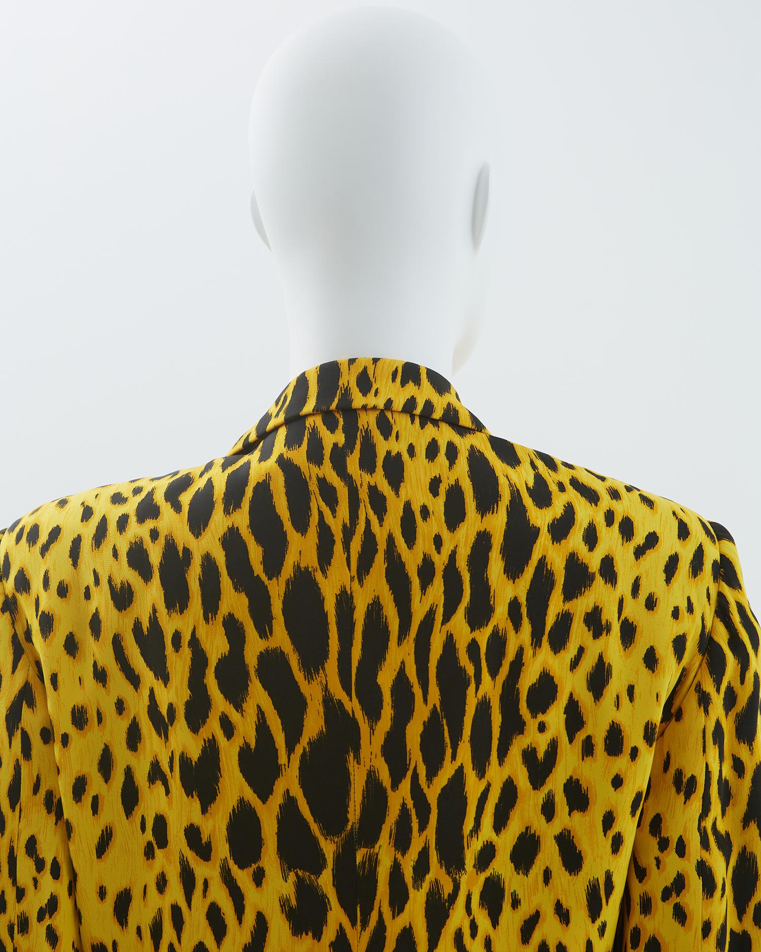 Gianni Versace Couture S/S 1992 Yellow leopard print silk jacket For ...