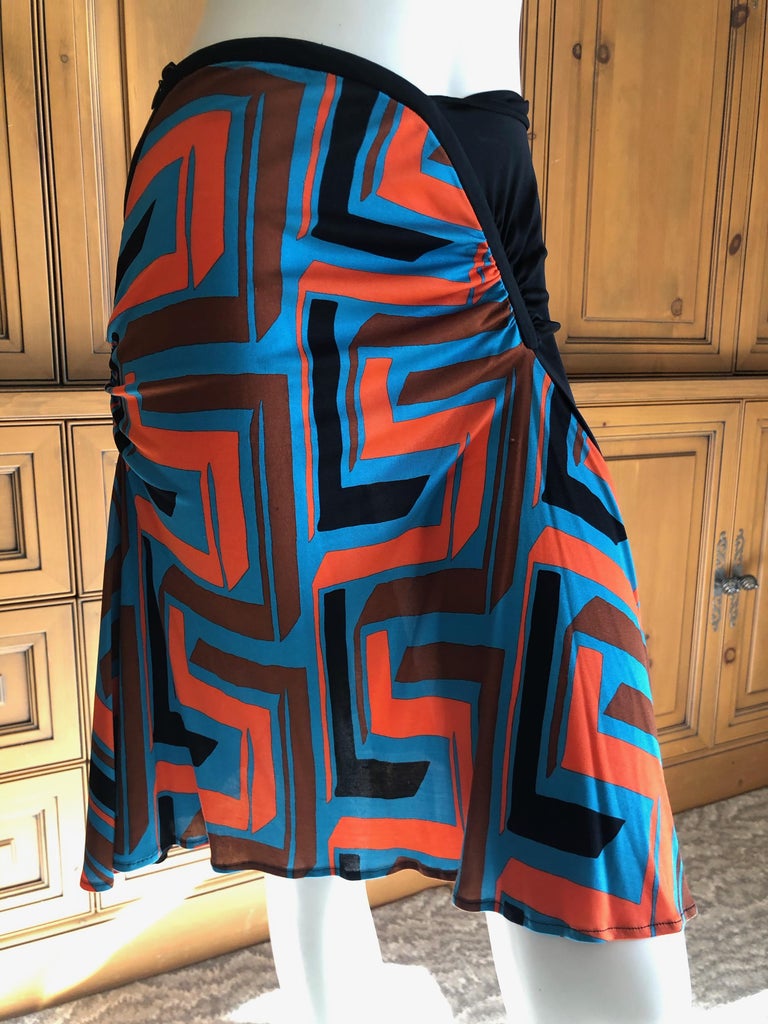 Gianni Versace Couture Vintage 80's Silk Greek Key Pattern Skirt For ...