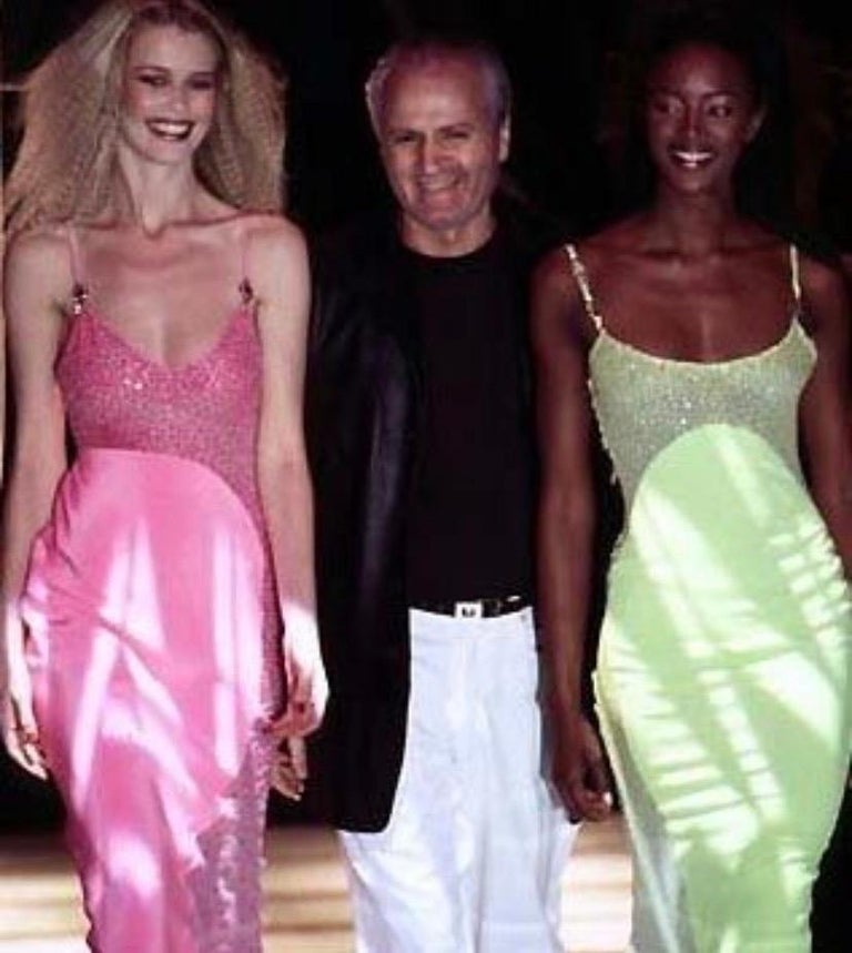 Gianni Versace Couture Vintage black silk gown with Swarovski crystals ...