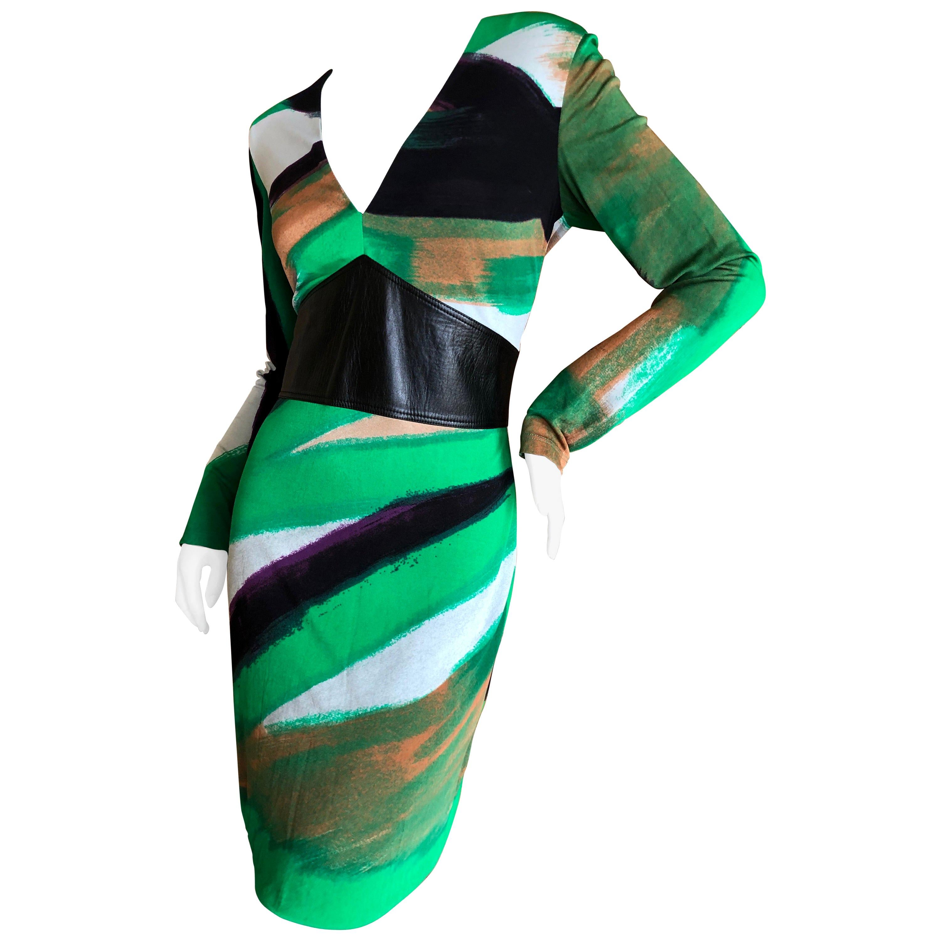 Gianni Versace Couture Fall 2002 Cocktail Dress w Leather "Belt" For ...