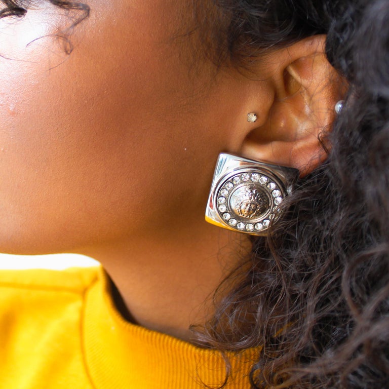 GIANNI VERSACE Earrings Vintage 1990s Clip On For Sale at 1stDibs
