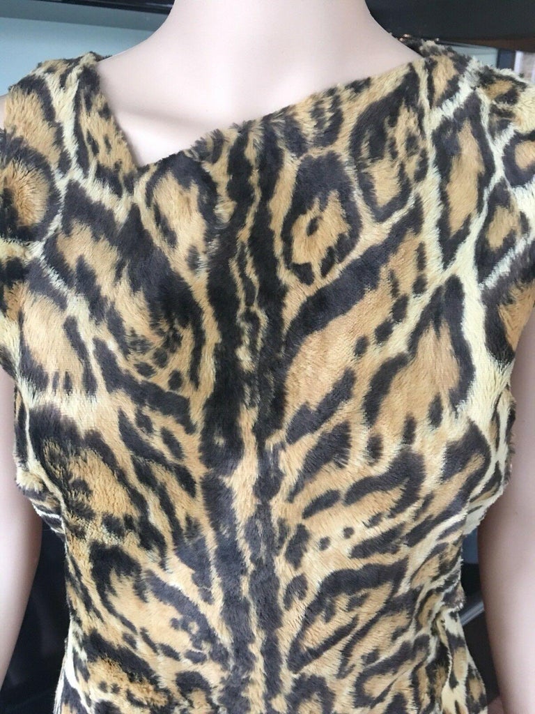 Gianni Versace F/W 1996 Runway Vintage Faux Fur Leopard Dress at 1stDibs