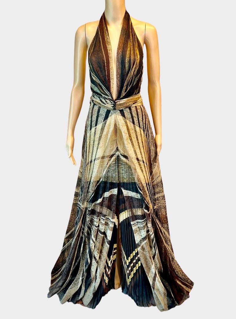 Gianni Versace F/W 2000 Runway Plunging Lace Silk Backless Evening ...