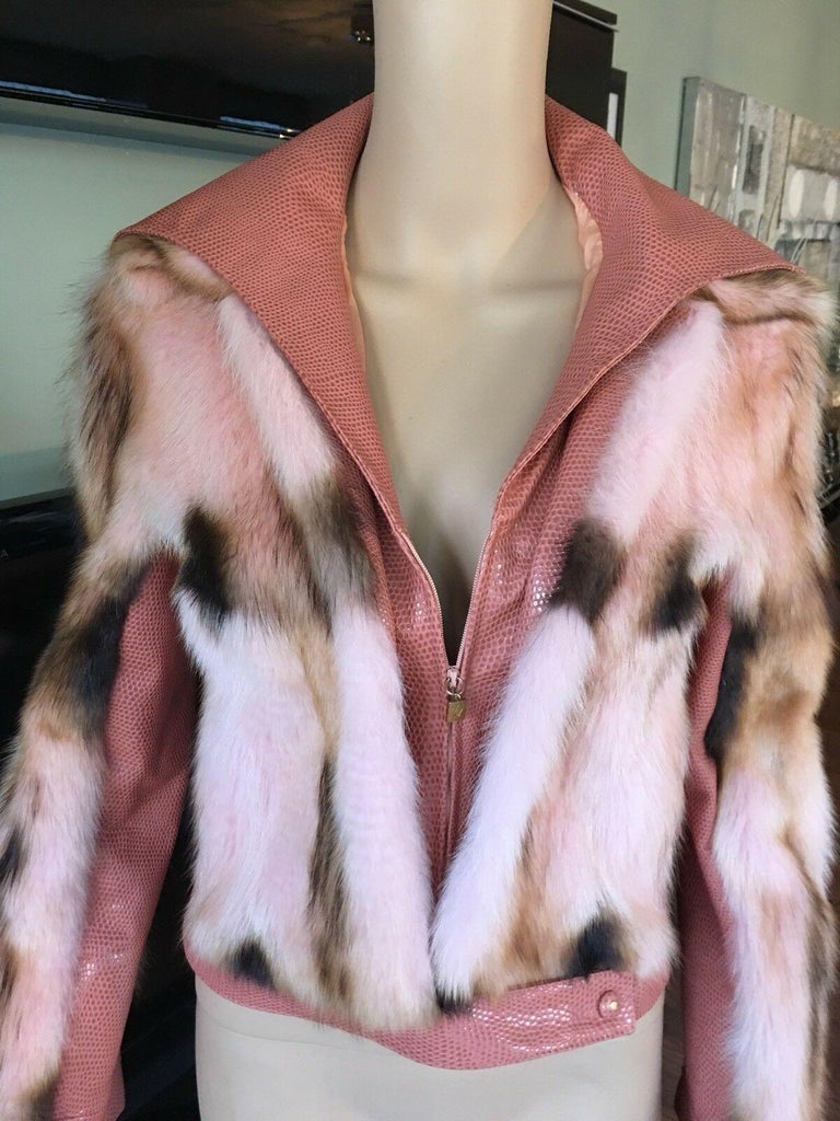 Gianni Versace F/W 2000 Runway Vintage Pink Leather and Fur Jacket Coat ...