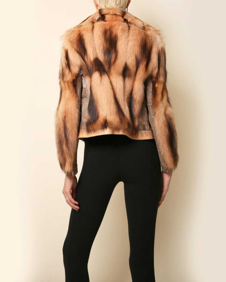 Gianni Versace Fall 2000 pink brown fox fur python embossed leather ...