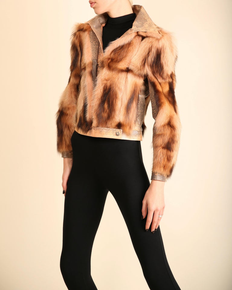 Gianni Versace Fall 2000 pink brown fox fur python embossed leather ...