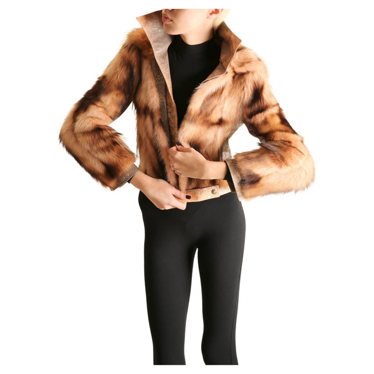 Gianni Versace Fall 2000 pink brown fox fur python embossed leather ...