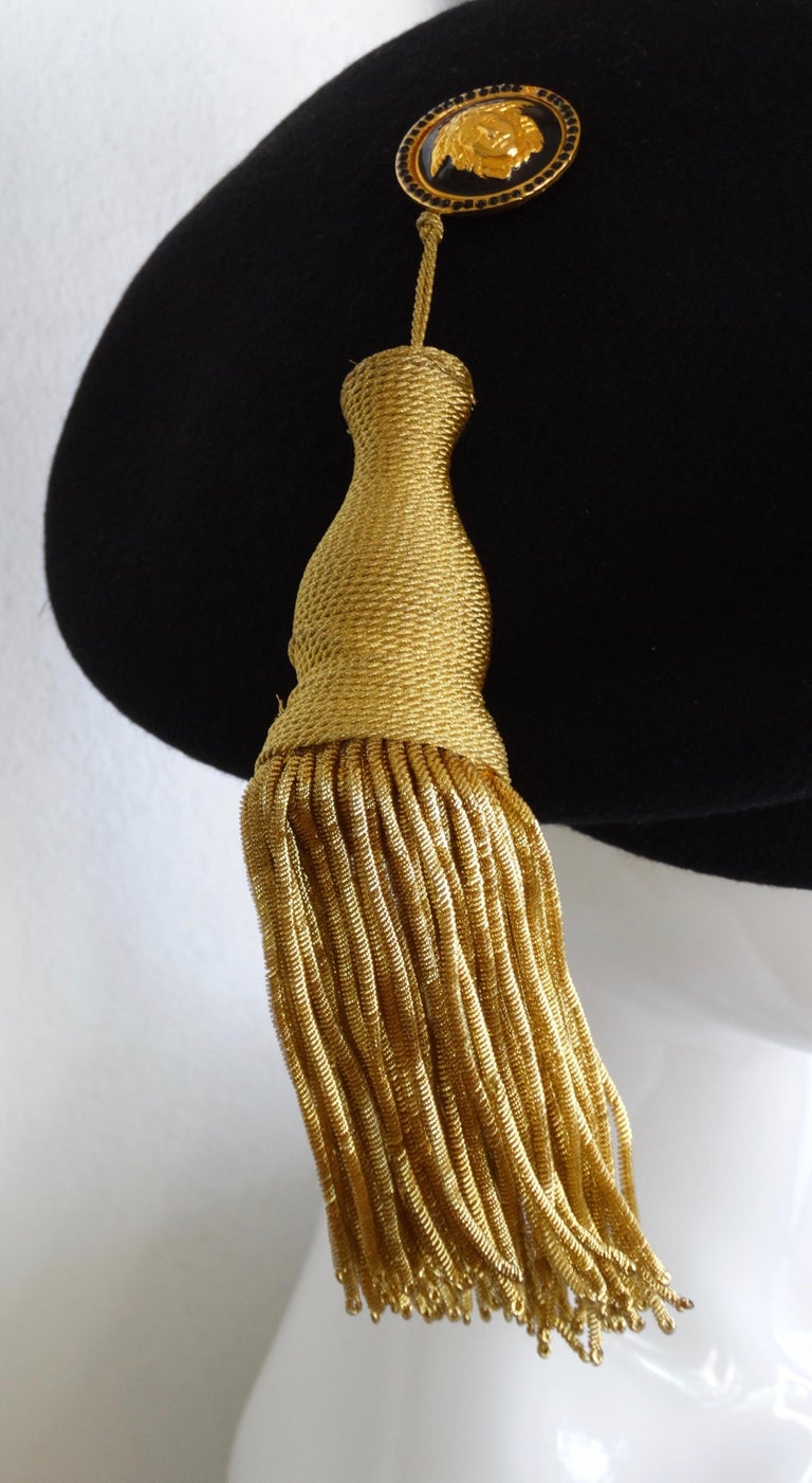 Gianni Versace Felt Hat with Gold Threaded Tassel at 1stDibs | felt hat ...