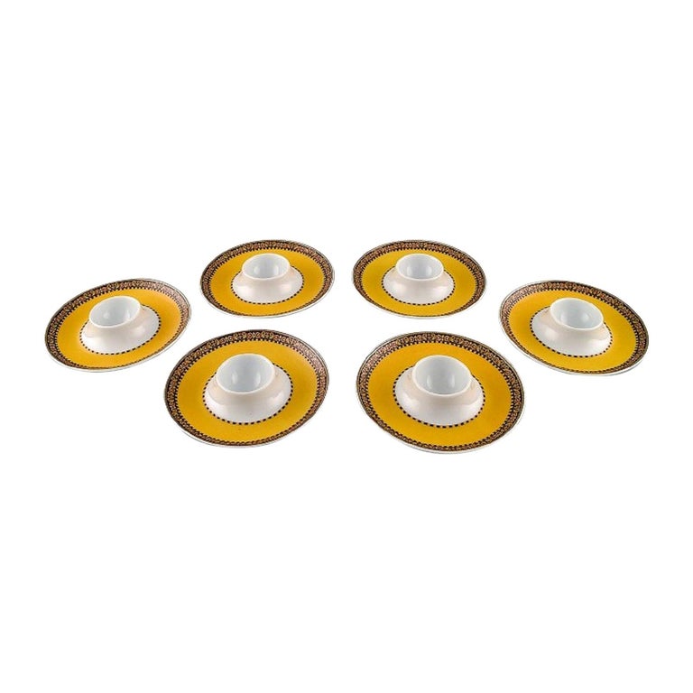 Gianni Versace for Rosenthal, Six "Barocco" Porcelain Egg Cups, 20th ...