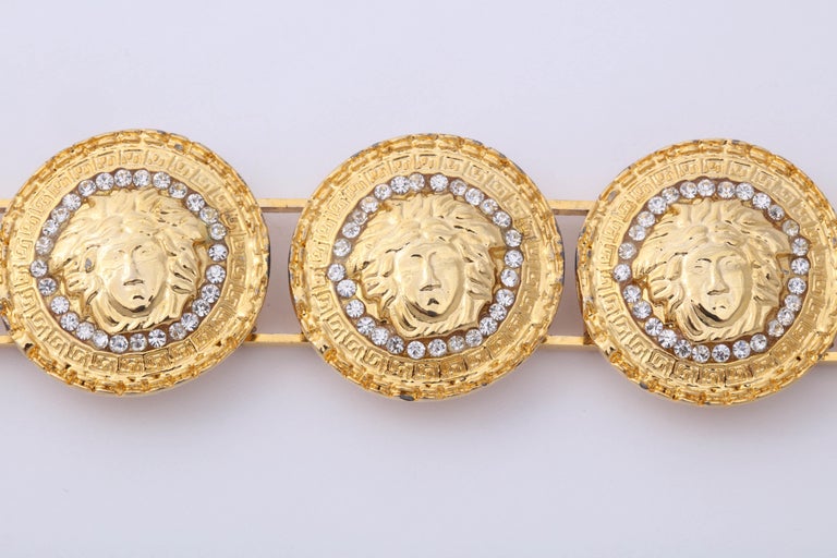 Gianni Versace Gold Toned Bracelet With 6 Medusas and Rhinestones For ...