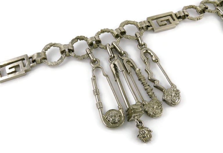 Gianni Versace Iconic Silver Toned Iconic Safety Pin Belt/Necklace For ...