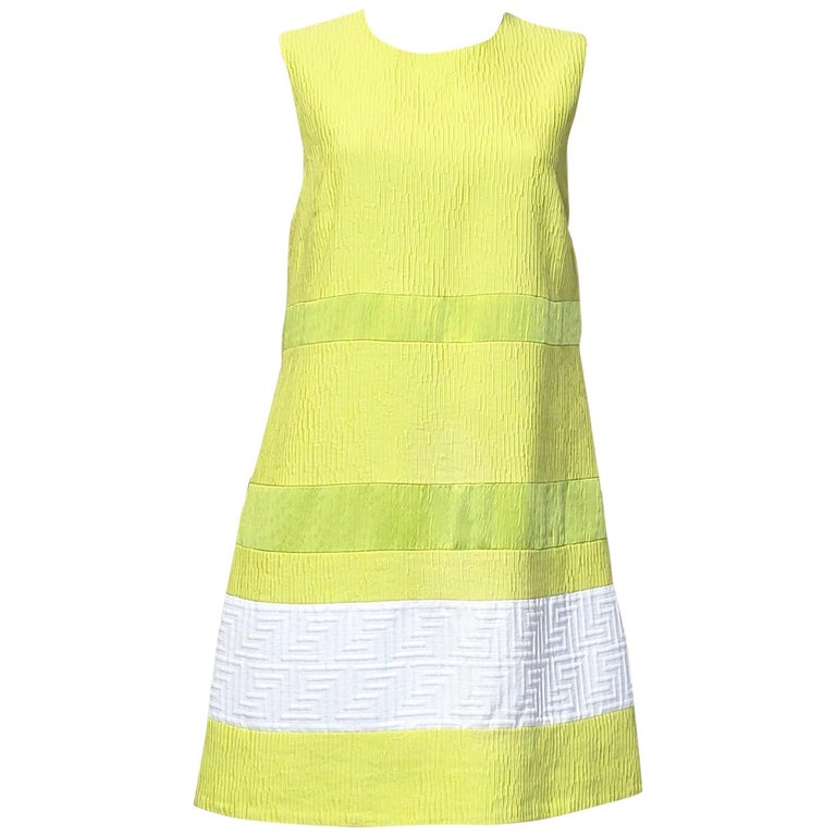 GIANNI VERSACE LEMON COTTON and FLAX DRESS 46 -10 For Sale at 1stDibs ...