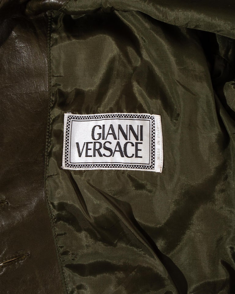 Gianni Versace leopard printed ensemble with studded leather jacket, ss ...