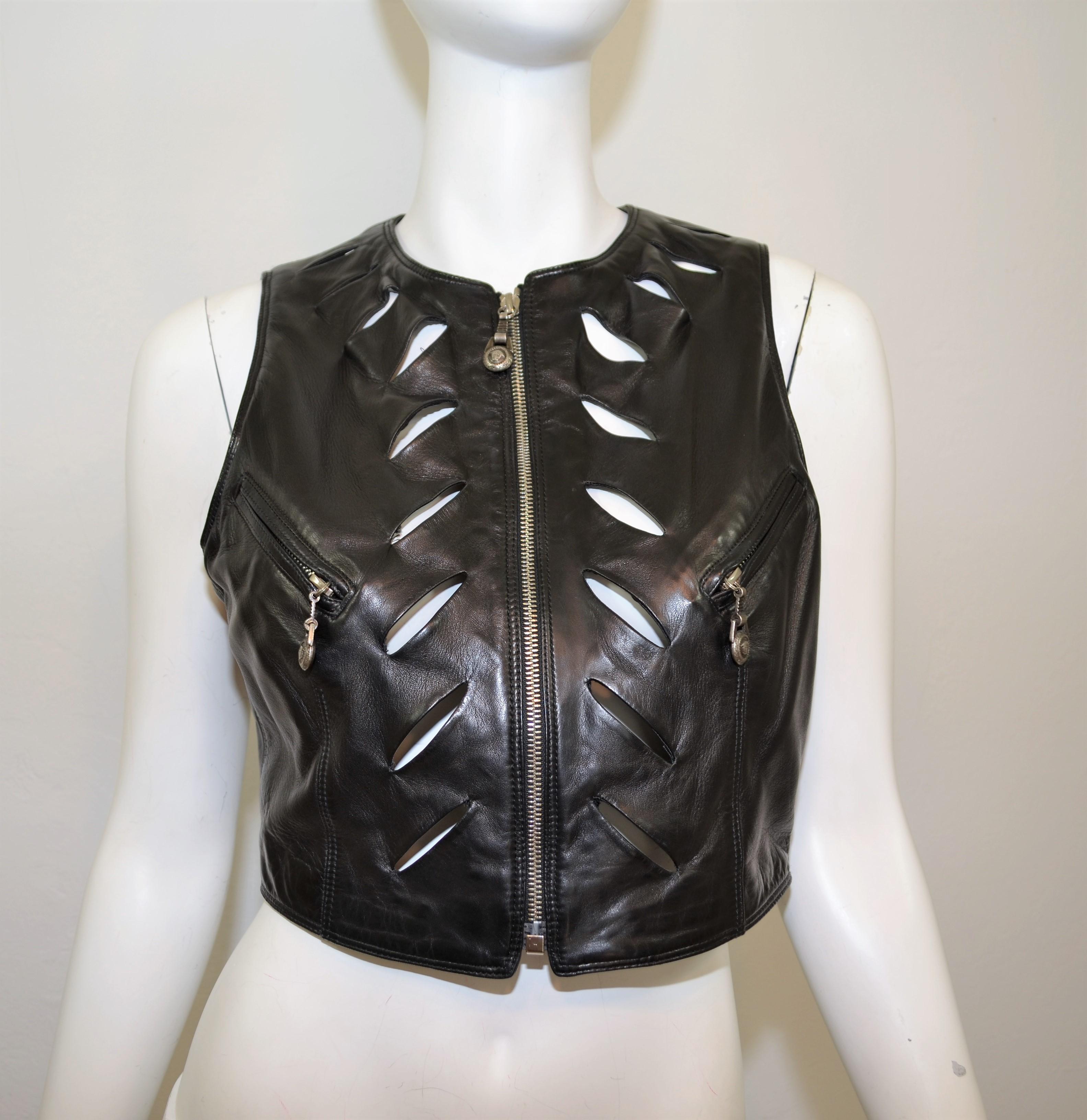 Gianni Versace Lifetime Cutout Leather Vest at 1stDibs