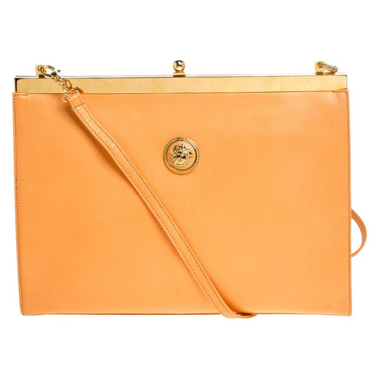 Gianni Versace Light Orange Leather Frame Shoulder Bag For Sale at 1stDibs