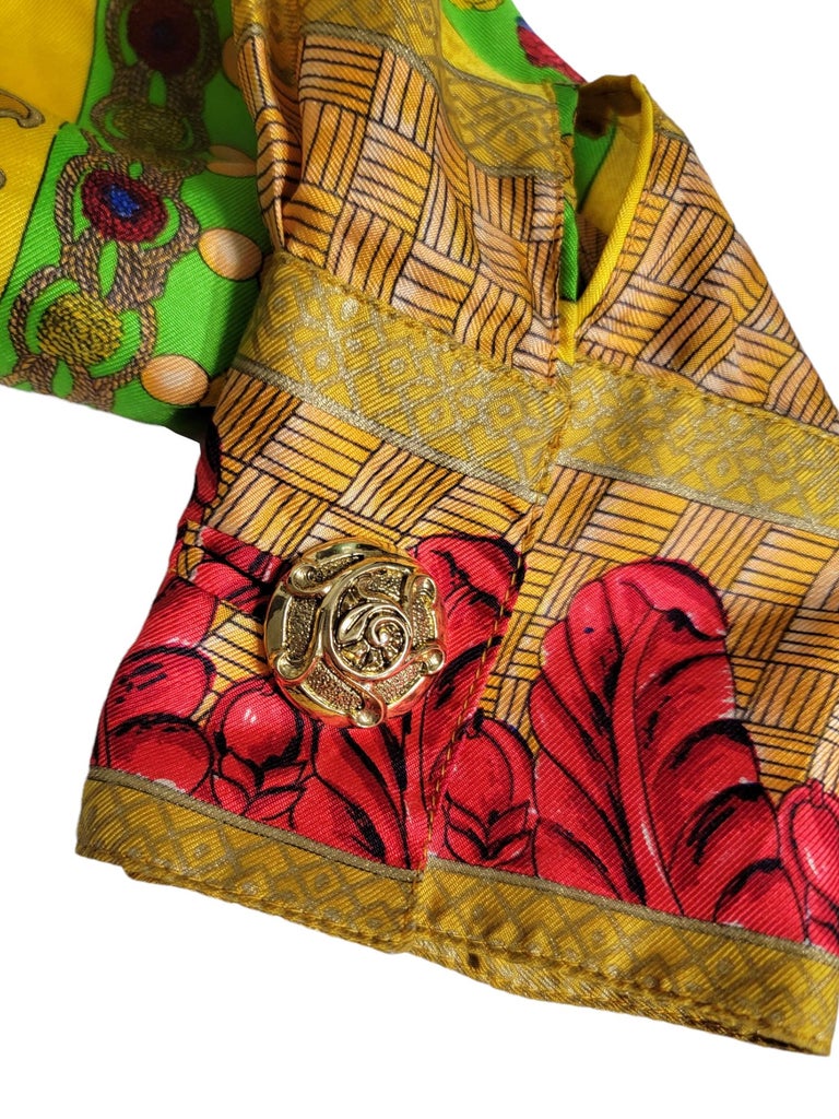 Gianni Versace Marco Polo Silk Shirt Chinese Emperor Peacocks 1992 For ...