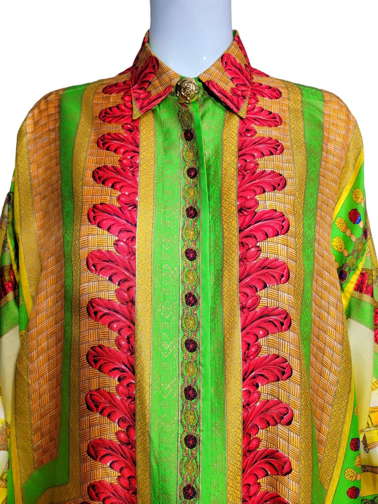 Gianni Versace Marco Polo Silk Shirt Chinese Emperor Peacocks 1992 For ...