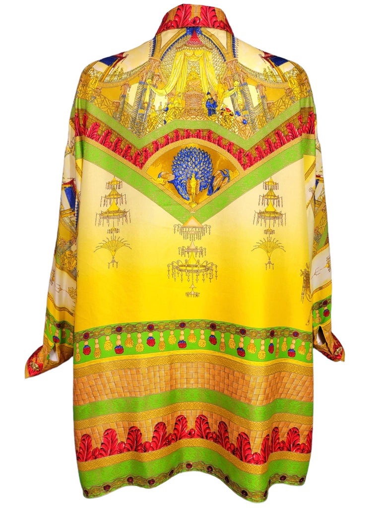 Gianni Versace Marco Polo Silk Shirt Chinese Emperor Peacocks 1992 For ...
