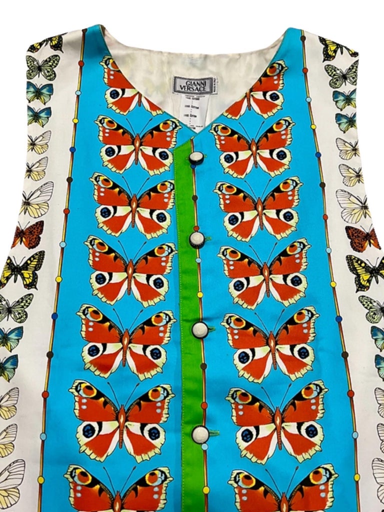 S/S 1995 Gianni Versace Iconic Butterfly Printed Vest For Sale at 1stDibs