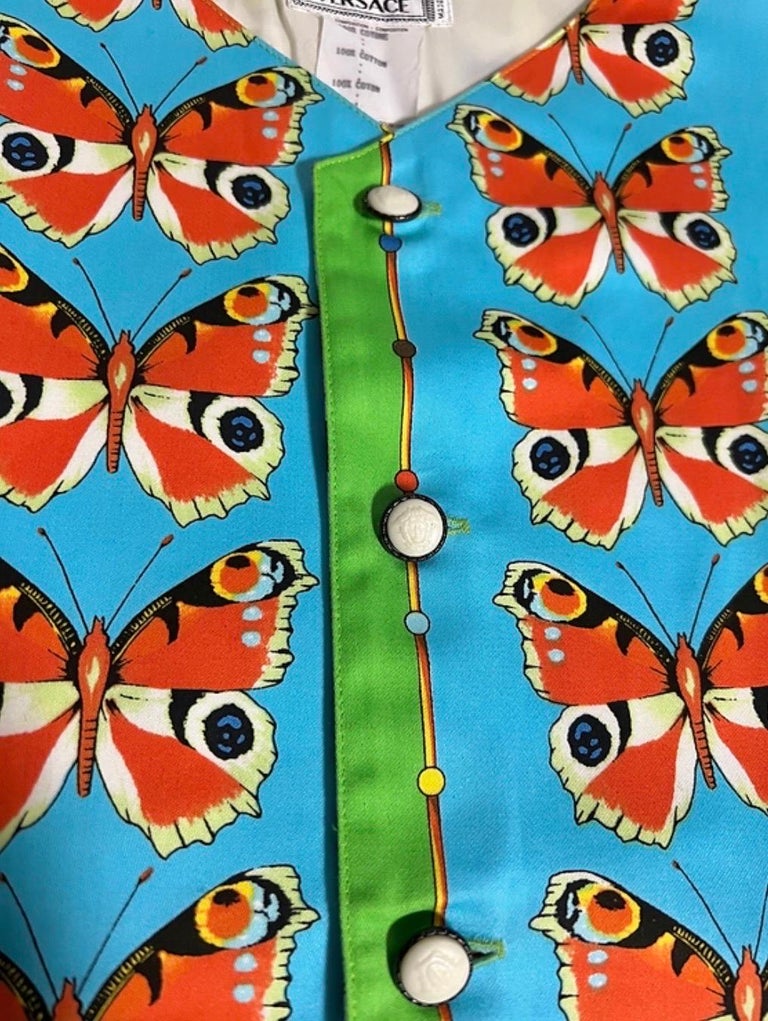 S/S 1995 Gianni Versace Iconic Butterfly Printed Vest For Sale at 1stDibs