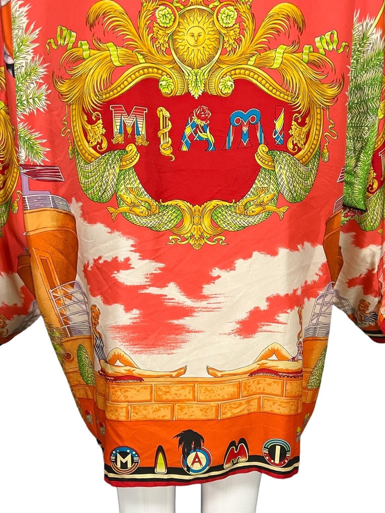 Gianni Versace Miami Silk Shirt Tropical South Beach 1993 Men's IT52 XL ...