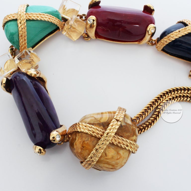 Gianni Versace Multi-Color Stone Necklace and Bracelet 2pc Set S/S 2003 ...