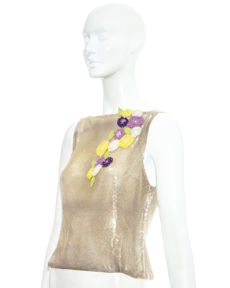 Gianni Versace Oroton chainmail floral embroidered vest, ss 1999 For ...
