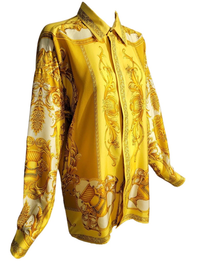 Gianni Versace Petitot Silk Shirt Neoclassical Roman Rococo Men’s IT48 ...