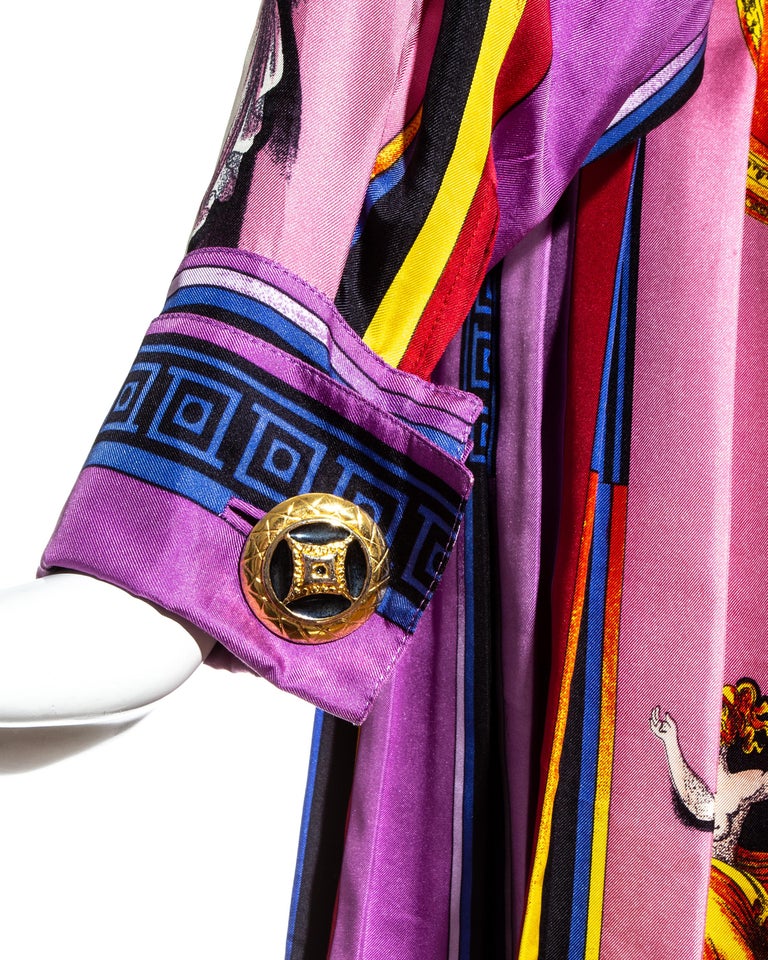 Gianni Versace pink neoclassical printed silk skirt suit, fw 1991 For ...