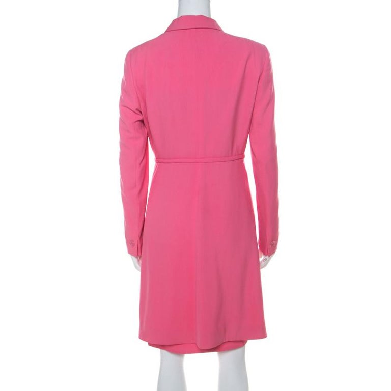 Gianni Versace Pink Silk Vintage Long Jacket and Skirt Suit M at 1stDibs